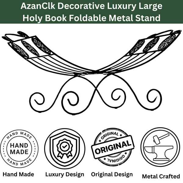 AzanClk Decorative Luxury Foldable Lightweight Metal Stand Rehal for L ...