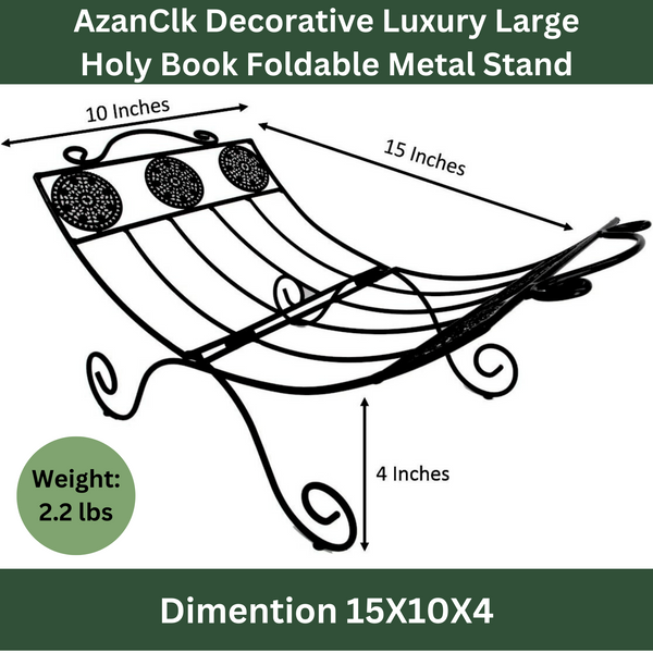 AzanClk Decorative Luxury Foldable Lightweight Metal Stand Rehal for L ...